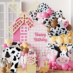7Pcs Cow Balloons - Cow Print Balloon Huge Cow Head Foil Balloons Number 7 Balloon Cow Decorations for 7th Birthday Farm Animal Birthday Decorations Western Cowboy Theme Party Decoration