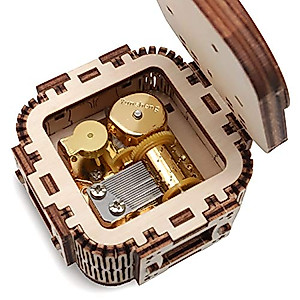 GuDoQi 3D Puzzle Music Box, 3D Wooden Puzzle for Adults to Build, Wood Model Kit, DIY Assembly Toy, Great Gift for Birthday Halloween