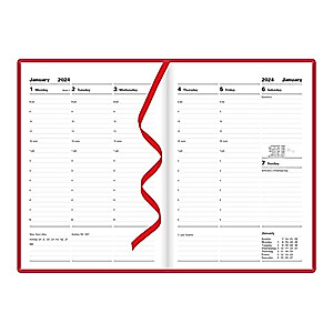 Letts of London Milano Weekly Planner, 12 Months, January to December, 2024, Appointments, A5 Size, 8.25" x 5.875", Red (CTO3XURD-24)