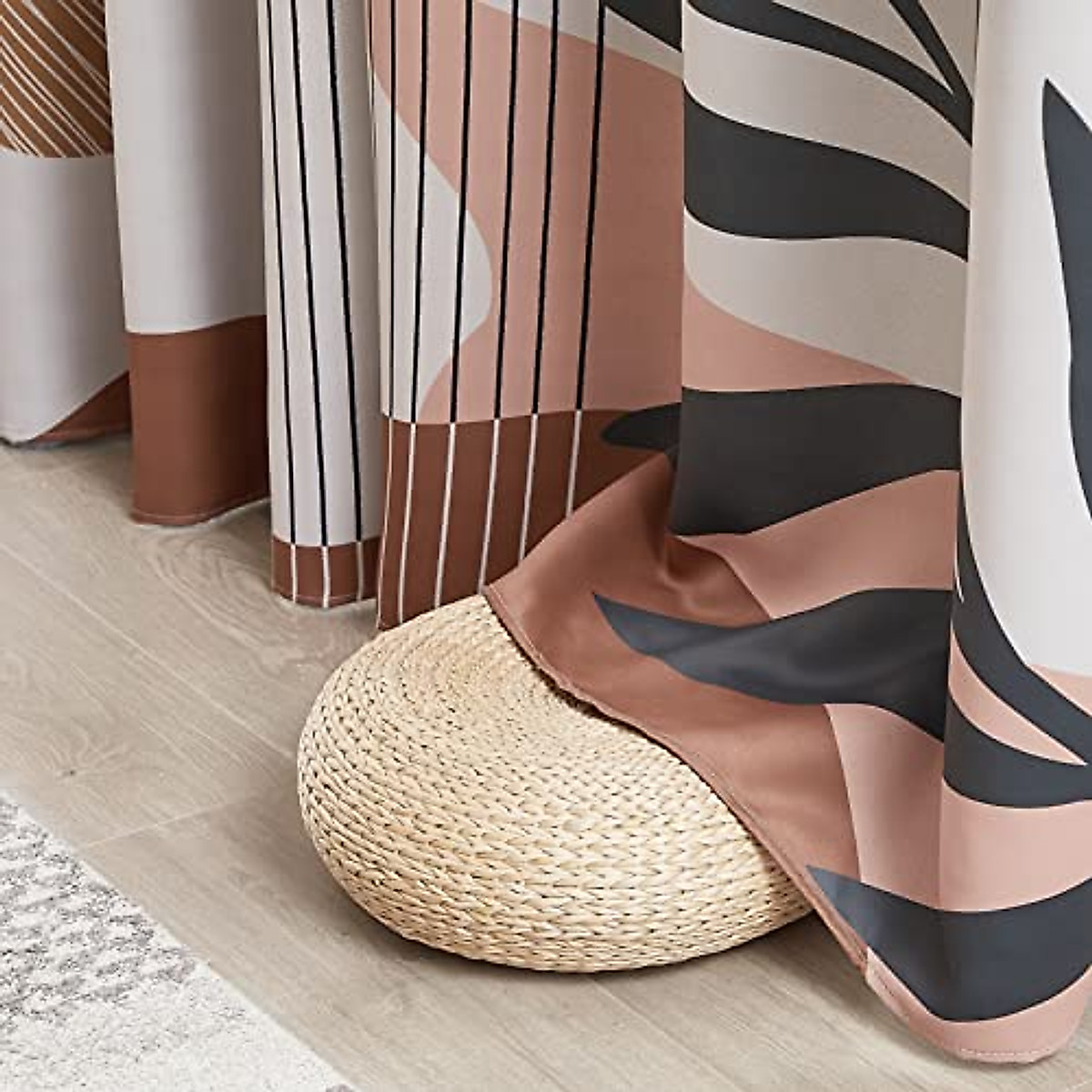 ZYLLGLOW 2 Panel Mid Century Modern Curtain Set Thick Cotton Boho Curtain Blackout for Bedroom Boho Decor for Living Room