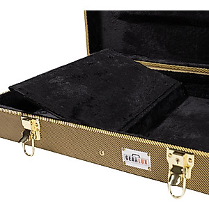 Gearlux Rectangular Electric Guitar Hard Shell Wood Case for Standard-Size Guitars Including Fender Strat/Tele - Tweed