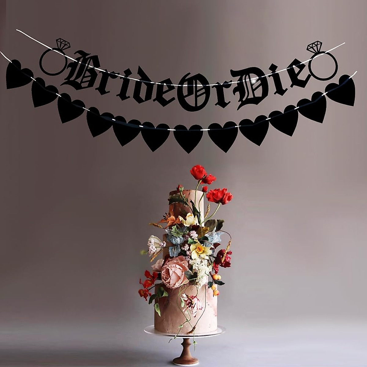 BRIDE OR DIE Banner,Black letters Bachelorette Party Decor Banner,Old English Gothic BRIDE OR DIE banner,Goth Bachelorette Party,Funny Wedding Engagement/Brial Shower Party Decorations