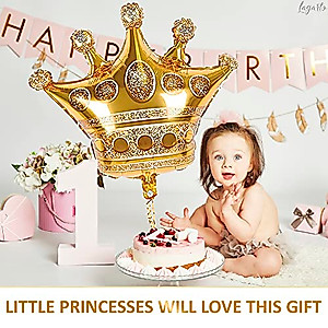 3 Pcs Crown Balloons Gold Foil - Crown Shape Balloons Halloween Decoration Foil Christmas Balloons - Gold Anniversary Balloons Princess Birthday Decorations Happy Birthday Balloon Royal Party Supplies