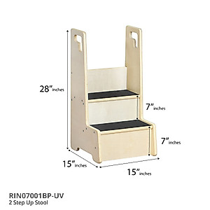 RRI Goods 2 Step Up Stool for Toddlers and Kids with Support Handles and Non Slip, Montessori Wooden Reach Up Safety Steps for Bathroom, Kitchen [Black]