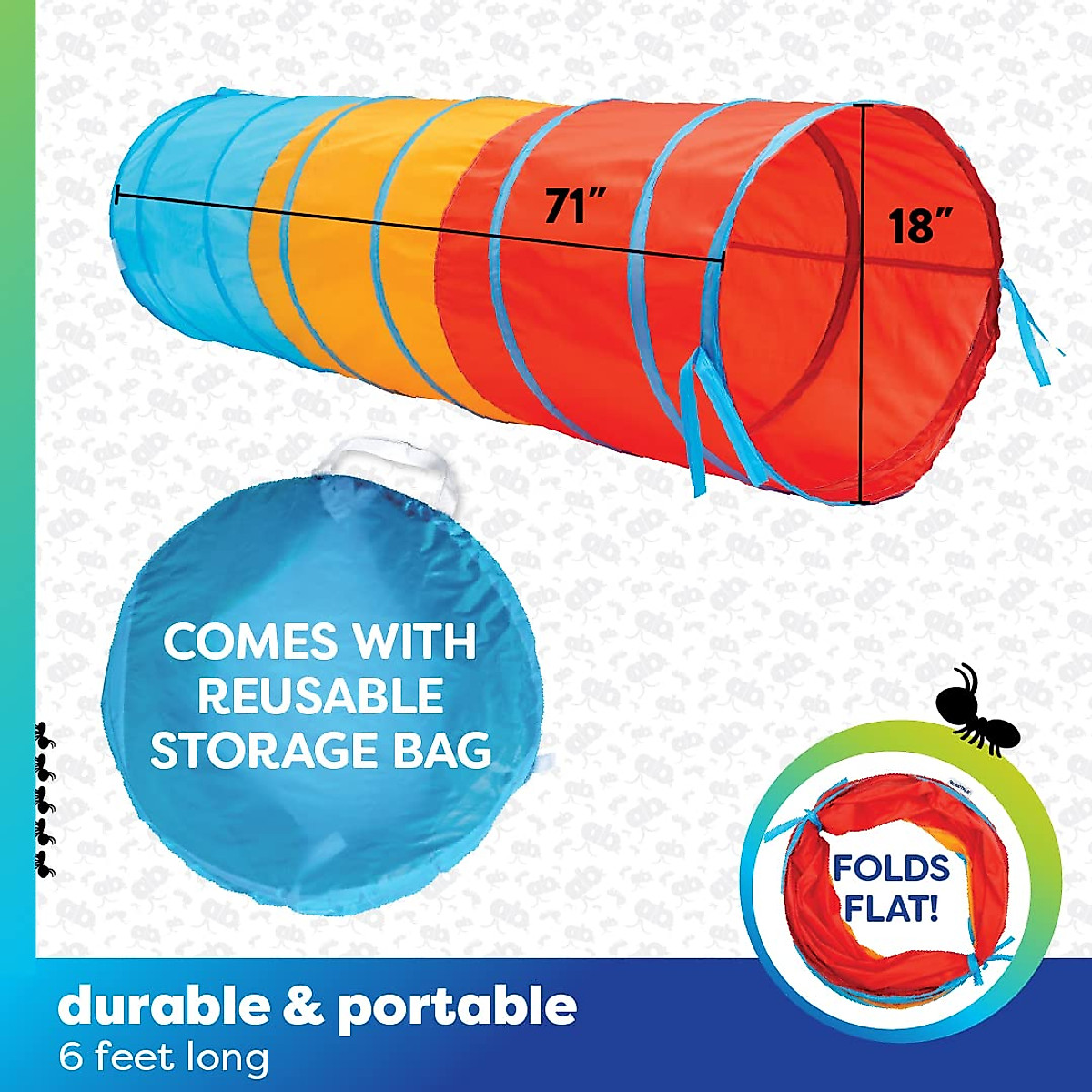 Antsy Pants Play Tunnel for Kids and Babies, Pop up Crawl Through Tunnel for Toddlers 1-3, Indoor and Outdoor Toy