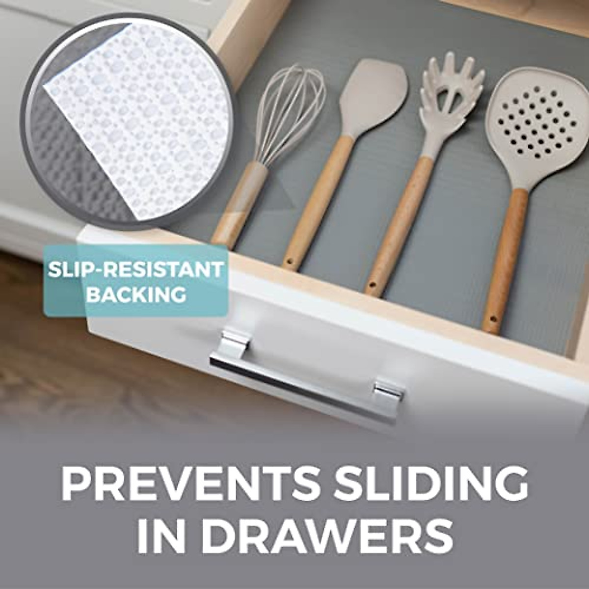 Home Genie Slip Resistant Removable Smooth Durable Drawer and Shelf Liner, Non Adhesive, Roll, Décor Kitchen Cabinet Shelves Liners, Stain Protection, Drawers, Desks, 12 Inch x 10 FT, Slate Gray