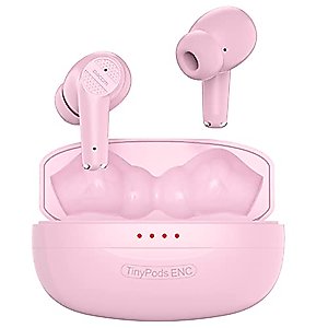 Wireless Earbuds Noise Cancelling Bluetooth Headphones with Microphone ENC Earphones in-Ear 40H Playtime Anti-Mistouch Design Game Music Dual Mode 3D Immersive Sound (Pink)