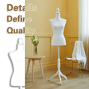 HOMBOUR Female Mannequin Body, Sewing Mannequin Torso Dress Form, Adjustable Mannequin with Stand for Display Dressmaker, White