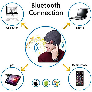 Beanie Bluetooth Hat and Gloves Set for Men Women - Winter Wireless Headphone Beanie & Touchscreen Glove - Knit Running Music Hats, Unique Teen Gifts for Boys Girls, Christmas Presents