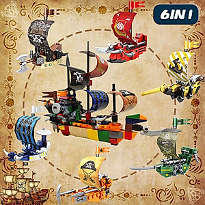 WODMAZ 12PCS PreFilled Easter Eggs with Pirate Ship Building Blocks, Surprise Eggs Filled Pirate Ship Toys Set for Easter Basket Stuffers, Easter Basket Filler, Easter Egg Hunt Classroom Prize Events