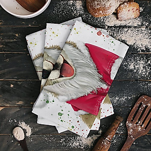 LEOKOTI Corgi with Christmas Decor Kitchen Towels, Absorbent Dish Cloths Hand Towels for Bathroom, Cute Puppy Colorful Ink Backdrop Decorative Dish Towels Tea Towels Bar Towels 18"x28", 2 Pack