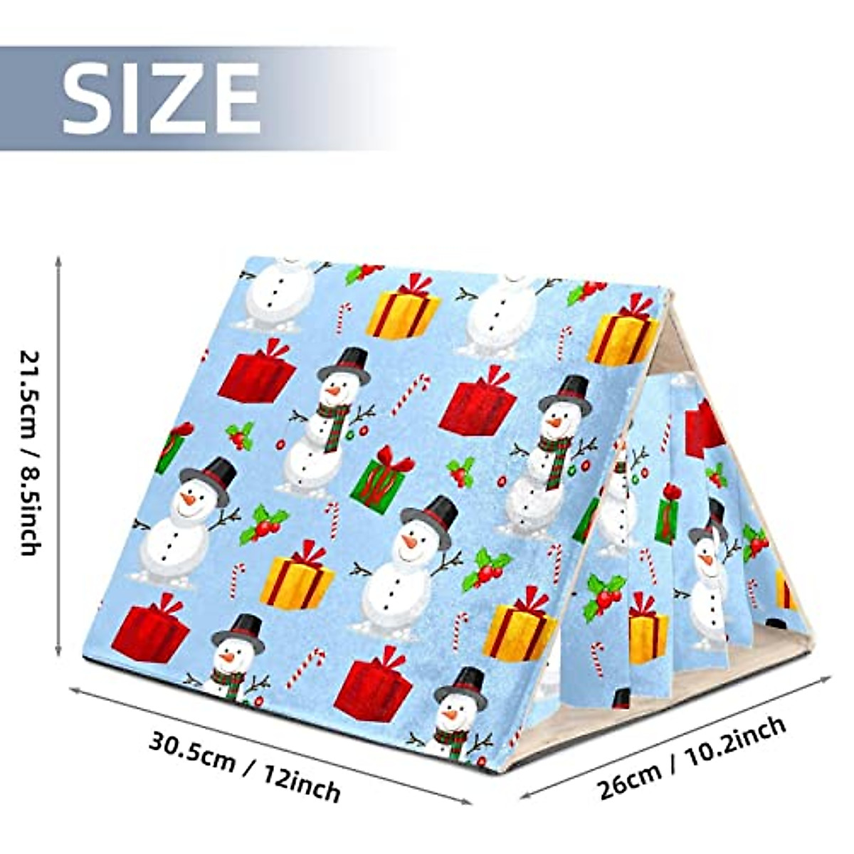 enheng Small Pet Hideout Christmas Snowman Present Boxes with Blue Background Hamster House Guinea Pig Playhouse for Dwarf Rabbits Hedgehogs Chinchillas