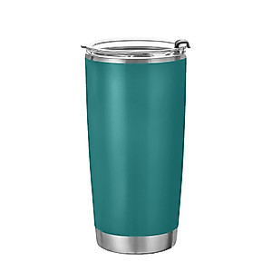 WELLDAY Plain Dark Teal Green Solid Color Stainless Steel Tumbler Cup with Straw & Lid Double Wall Vacuum Insulated Travel Mug Hot Cold Water Bottle Coffee Drinks Cup 20oz