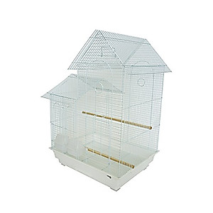 YML A1944 1/2" Bar Spacing Villa Top Small Bird Cage, White, 20" x 16"