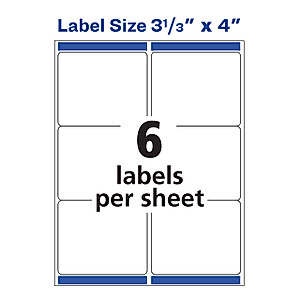 Avery Shipping Address Labels, Laser Printers, 3,000 Labels, 3-1/3x4 Labels, Permanent Adhesive, TrueBlock (95905)