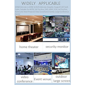 MVBOONE HDMI Extender Adapter Over Cat5e/6 (1pair), HDMI Repeater to RJ45 Ethernet Network Converter, 4k HD 1080p UP to 30m/98ft, for HDTV, Set-top Boxes, DVD, PS4, STB, Black