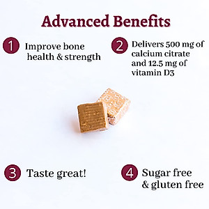 Bariatric Advantage Calcium Citrate Chewy Bites 500 mg - for Bariatric Surgery Patients - Vitamin D3 - Sugar-Free Chewable Calcium Supplement - Bariatric Calcium Chews - Caramel Flavor - 90 Count