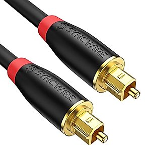 Digital Optical Audio Cable Toslink Cable - [24K Gold-Plated, Ultra-Durable] [S] Syncwire Fiber Optic Male to Male Cord for Home Theater, Sound Bar, TV, PS4, Xbox, Playstation & More – 5.9ft