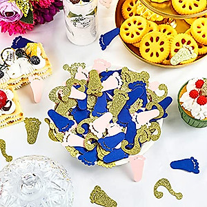 Gender Reveal Confetti for Baby Shower Baby Footprint Confetti Foot Print Question Mark Baby Sprinkles Decorations for Birthday Party Wedding Table Supplies, Pink, Gold, Dark Blue (200 Pieces)