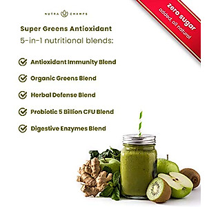 Super Greens Powder Premium Antioxidant Superfood | Organic Greens Fruit and Veggie Vegan Supplement | 40+ Greens and Superfoods Including Wheatgrass & Spirulina | Probiotic Powder Greens, Sweet Berry