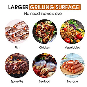 Green Science Portable Grill Basket - Food Grade 304 Stainless Steel BBQ Barbecue Tool with Handle for Outdoor - Steak, Meat, Fish, Shrimp, Pork, Vegetables Grilling Basket