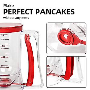 Yieobel Batter separator Cupcakes Pancakes Cookie Cake Waffles Batter Dispenser cookie separator batter Cream Speratator Cup Measuring Baking Tools (red)