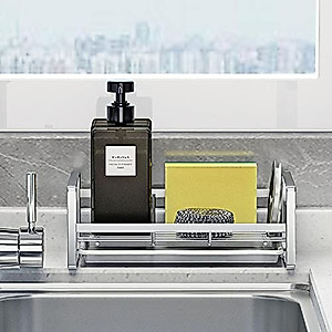 kaileyouxiangongsi Kitchen Countertop Dish Soap Holder, Sponge Organizer, Basket for Cleaning and Scrub Tool, Kitchen Sink Brush Caddy Holder,304 Stainless Steel Rust Proof, 9.64 x 4.33 x 3.54 inches