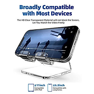 TOPGO Acrylic Cell Phone Stand, Clear Phone Holder for Desk, Office Desktop, Bedside Table, Compatible with iPhone 14/Samsung/Smartphones/iPad Mini