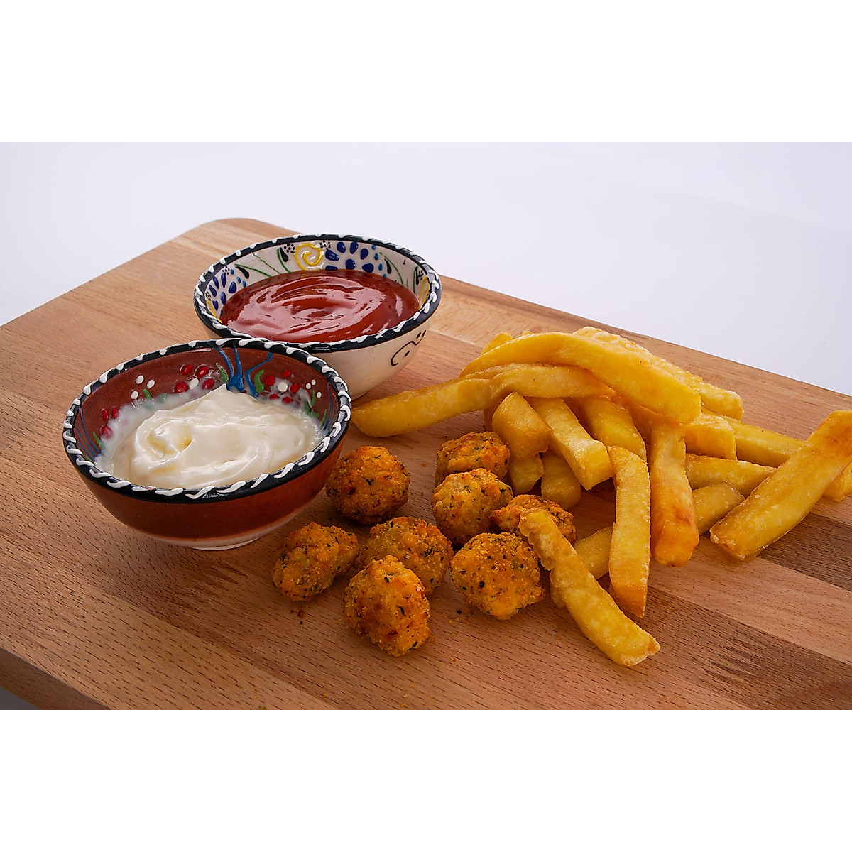 Silkroad Home Goodies Set of 4 Ceramic Sauce Dishes in Gift Box, Handprinted Turkish Pottery Mini Serving Plates