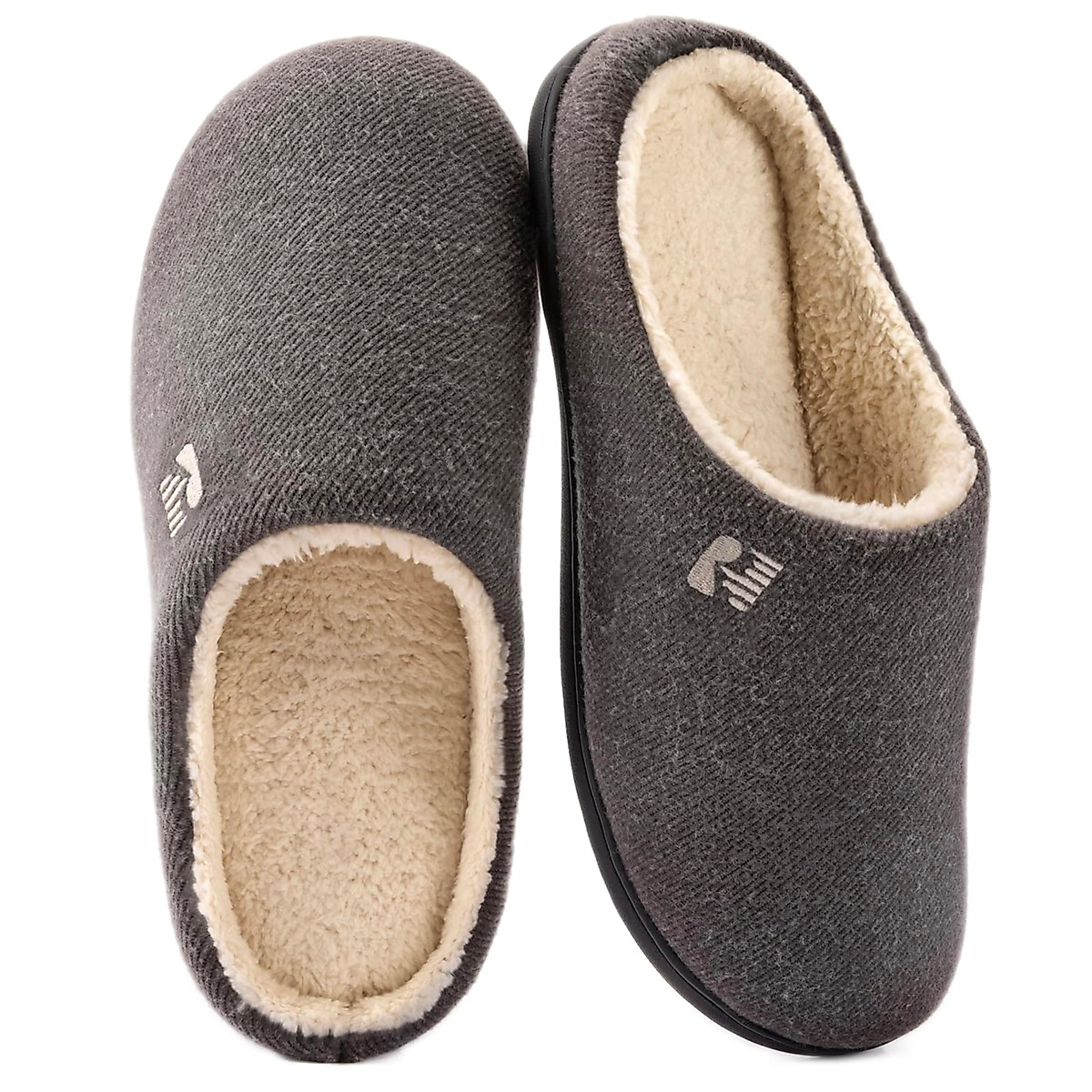 RockDove Men's Sherpa Lined Memory Foam Clog Slipper, Size 10.5 US Men, Grey