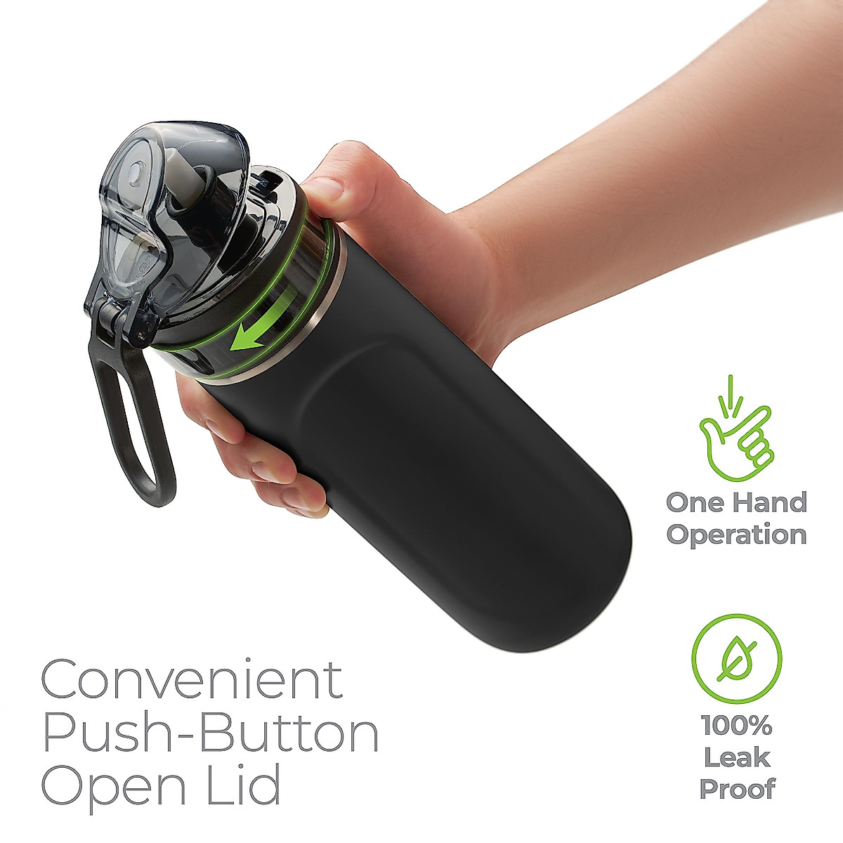 SipX™ Triple-Insulated Stainless Steel Water Bottle - 18oz. With Straw Lid, BPA-Free Reusable Insulated Water Bottle Keeps Cold For 12 Hours, Metal Water Bottle Made Of Sustainable Material For Hiking