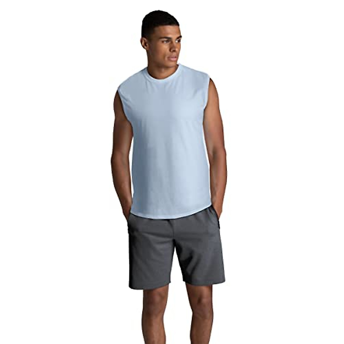 Fruit of the Loom Men's Eversoft Cotton Sleeveless T Shirts, Breathable & Moisture Wicking with Odor Control, Sizes S-4x, Muscle-2 Pack-White