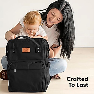 KeaBabies Baby Diaper Bag Backpack - Baby Bag for Boys, Girls, Waterproof Multi Function Baby Backpack, Large Diaper Bags for Baby Girl, Baby Boy, Travel Diaper Bag with Changing Pad (Trendy Black)