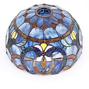 WERFACTORY Tiffany Floor Lamp Blue Purple Cloud Stained Glass Light 12X12X66 Inches Pole Torchiere Standing Corner Torch Uplight Decor Bedroom Living Room Home Office S558 Series (Blue Purple)