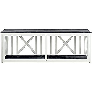 Safavieh FOX6706K Outdoor Collection Branco Grey Bench, 0, Dark Slate Gray/White
