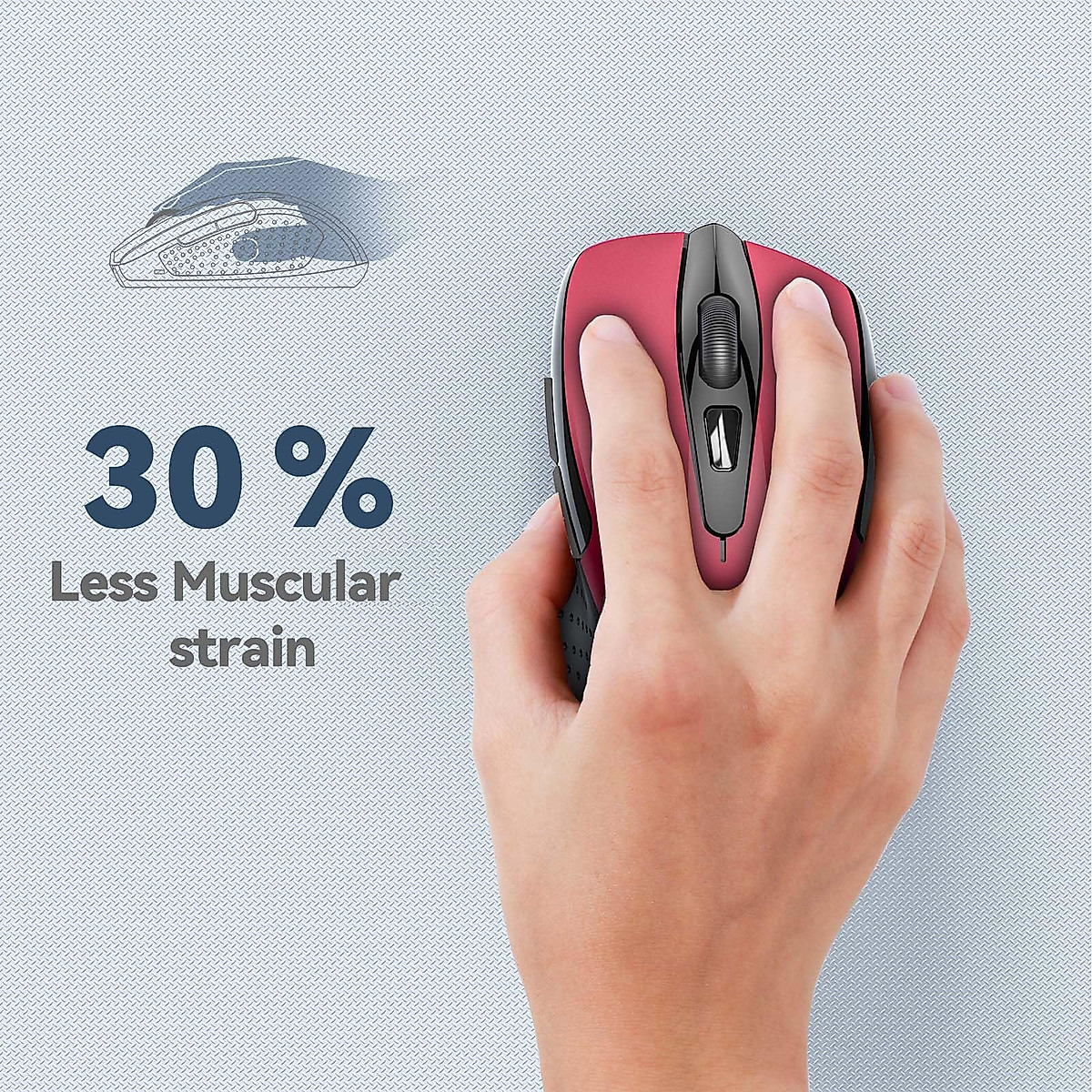 TECKNET Wireless Mouse, 2.4G Ergonomic Optical Mouse, Computer Mouse for Laptop, PC, Computer, Chromebook, Notebook, 6 Buttons, 24 Months Battery Life, 4000 DPI, 6 Adjustment Levels