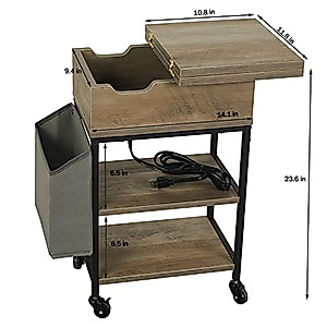 Fameill Narrow End Table with Charging Station Flip Top Bedside Tables for Small Spaces Living Room Bedroom Mobile Sofa Side Table with Storage Shelf for Living Room Bedroom,Greige