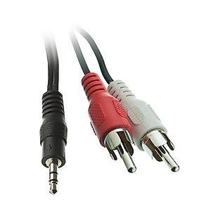 ACL 6 Feet 3.5mm Stereo Male to Dual RCA Male (Right and Left) Audio Cable, Black, 2 Pack
