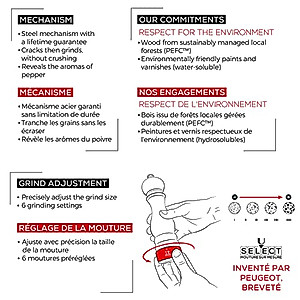 Peugeot - Paris Icône u'Select Manual Pepper Mill - Adjustable Grinder - Walnut Wood, Natural Matte Finish