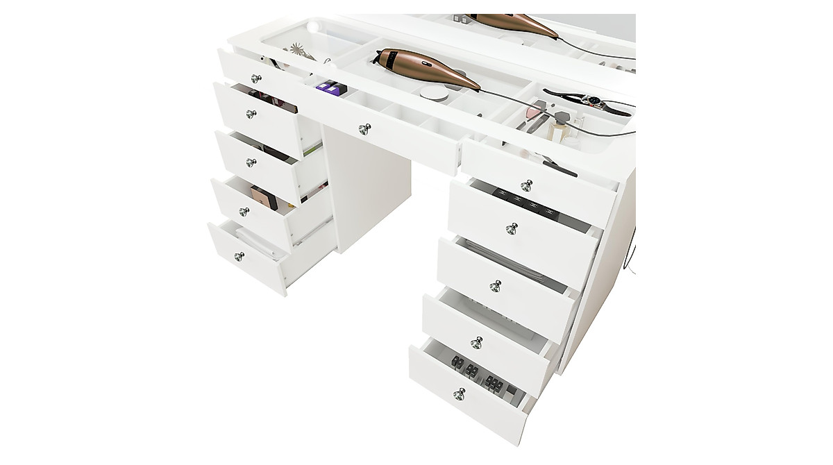 Boahaus Orla Extra Large Makeup Vanity with Lights & Storage