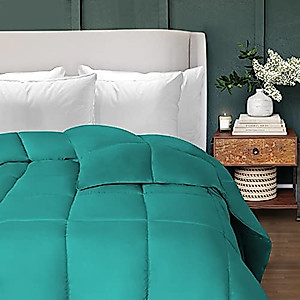 SUPERIOR Down Alternative All Season Comforter, Medium Fill Weight, Perfect for Winter and Summer, Bedding for Bed, Breathable and Comfortable Bedding Duvet Inserts & Bed Sets, Full/Queen, Turquoise