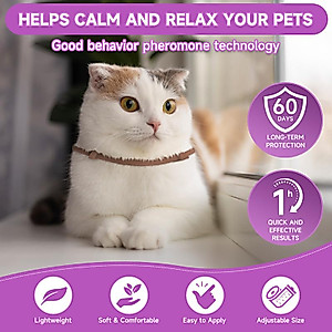 Woyamay 4 Pack Calming Collar for Cats, Luminous Cat Calming Collar for Cat Anxiety Relief, Long-Lasting 60 Days Efficient Cat Pheromones Collar, Water-Resistant & Breakaway Calming Cat Collars, Brown