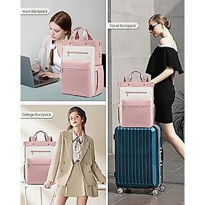 LOVEVOOK Laptop Backpack for Women 15.6 Inch Laptop Bag with USB Port Wide Open Work Tote Bag Convertible Casual Daypack Business Computer Travel Backpack Purse Teacher Nurse Bag