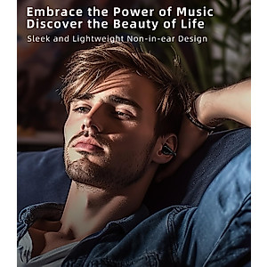 Clip-On Open Ear Headphones, Wireless Earbuds Bluetooth 5.3, Clip Earbuds with Digital Display Charging Case 80 Hours Playtime, IPX5 Waterproof Sports Earbuds for Cycling Running Work, Black