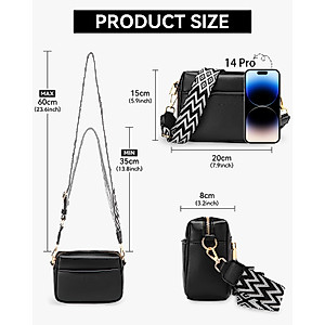 Gximdz es Small Crossbody Bags for Women Trendy Vegan Leather Crossbody Purses Shoulder Bag with Adjustable Wide Guitar Strap (Black)