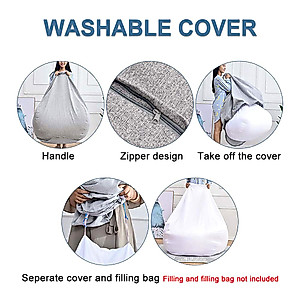 Bean Bag Chair Sofa Cover(No Filler), Lazy Lounger High Back Large Bean Bag Storage Chair Cover Sack for Adults and Kids without Filling (Dark Gray, XL)