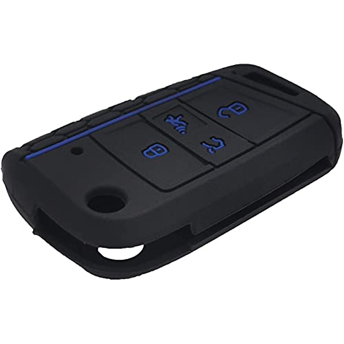 EXUNTECH 2Pcs Silicone Remote Key Fob Cover Compatible for 2020 2019 2018 2017 VW Volkswagen Golf Alltrack Sportwagen GTI Tiguan Atlas Polo Skoda Octavia, Red Blue Buttons