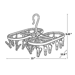 MONSTA Living Laundry Drying Rack Dry Clothes Hanger with 24 Clips - Compact Portable Outdoor Indoor Clothesline Replacement to Dry Clothing with Clips (Hanger with 24 Clips)