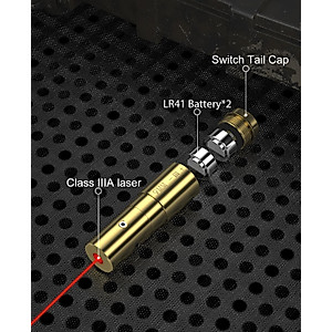 Feyachi Bore Sighting Laser 9mm Red Dot Laser Boresighter for Handgun Pistol with Tail Switch Included