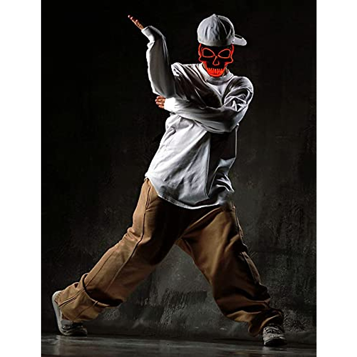 WENTAOWULUE LED Halloween Face Mask Skull Skeleton Light Up Full Face Mask Blue